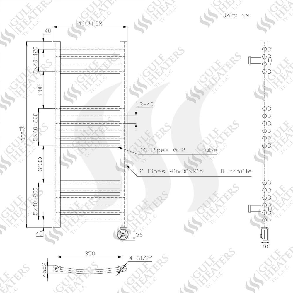EMRTS Premium Towel Dryer Radiator Chrome EMRTS-BL-00418