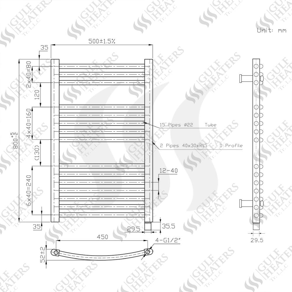 EMRTS Premium Towel Dryer Radiator Chrome EMRTS-BL-00253
