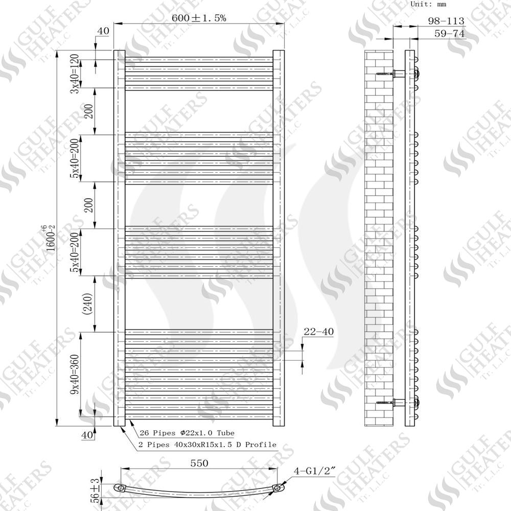EMRTS Premium Towel Dryer Radiator Chrome EMRTS-BL-00193