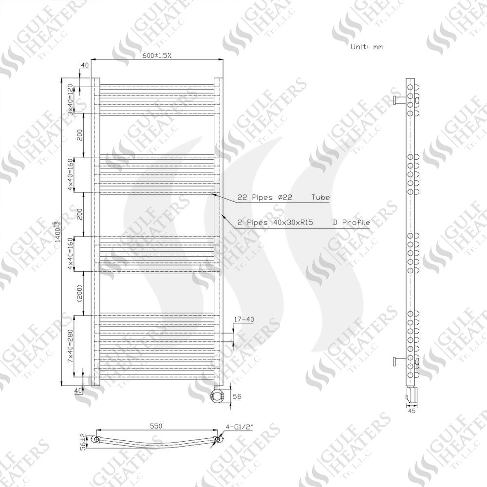 EMRTS Premium Towel Dryer Radiator Chrome EMRTS-BL-00436