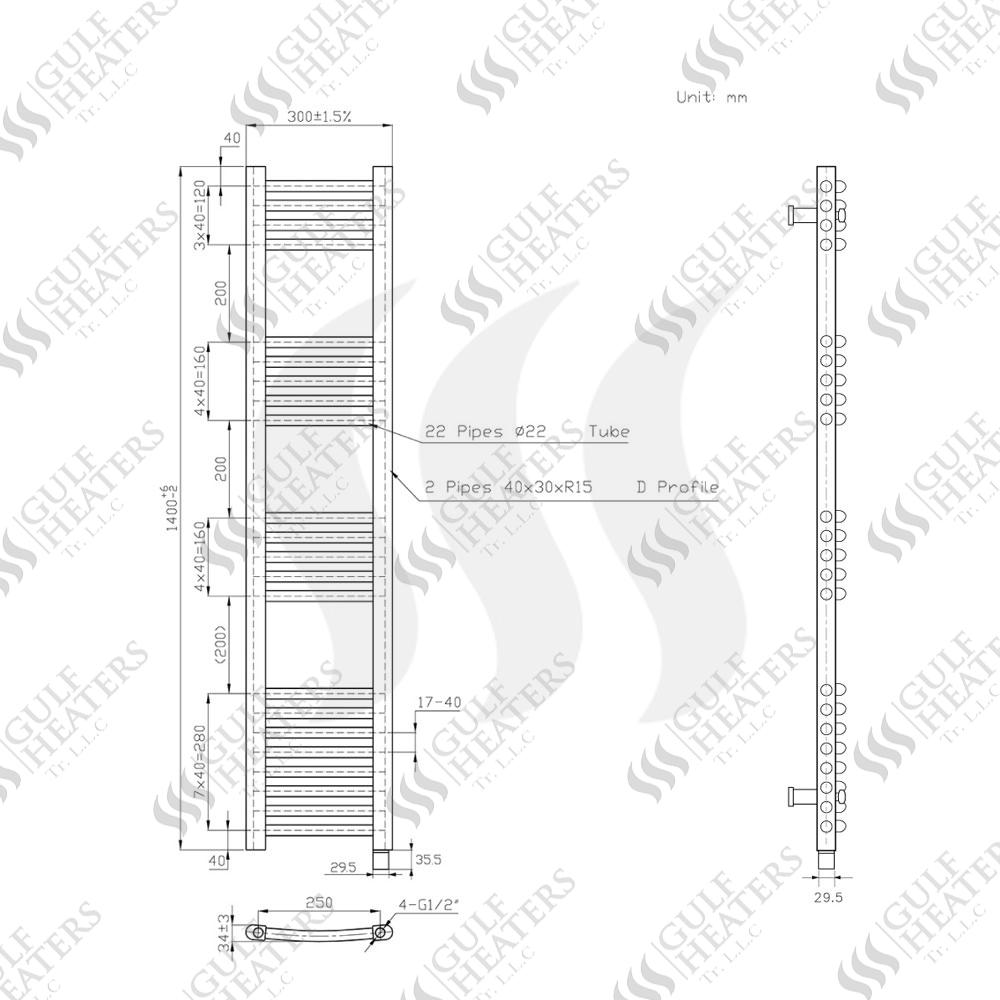 EMRTS Premium Towel Dryer Radiator Chrome EMRTS-BL-00215