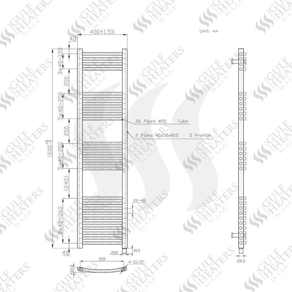 EMRTS Premium Towel Dryer Radiator Chrome EMRTS-BL-00294