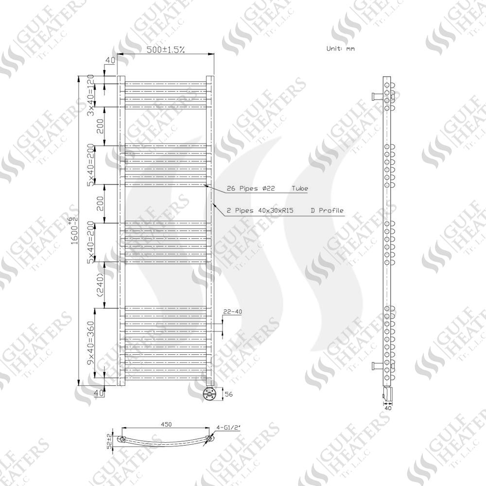 EMRTS Premium Towel Dryer Radiator Chrome EMRTS-BL-00349