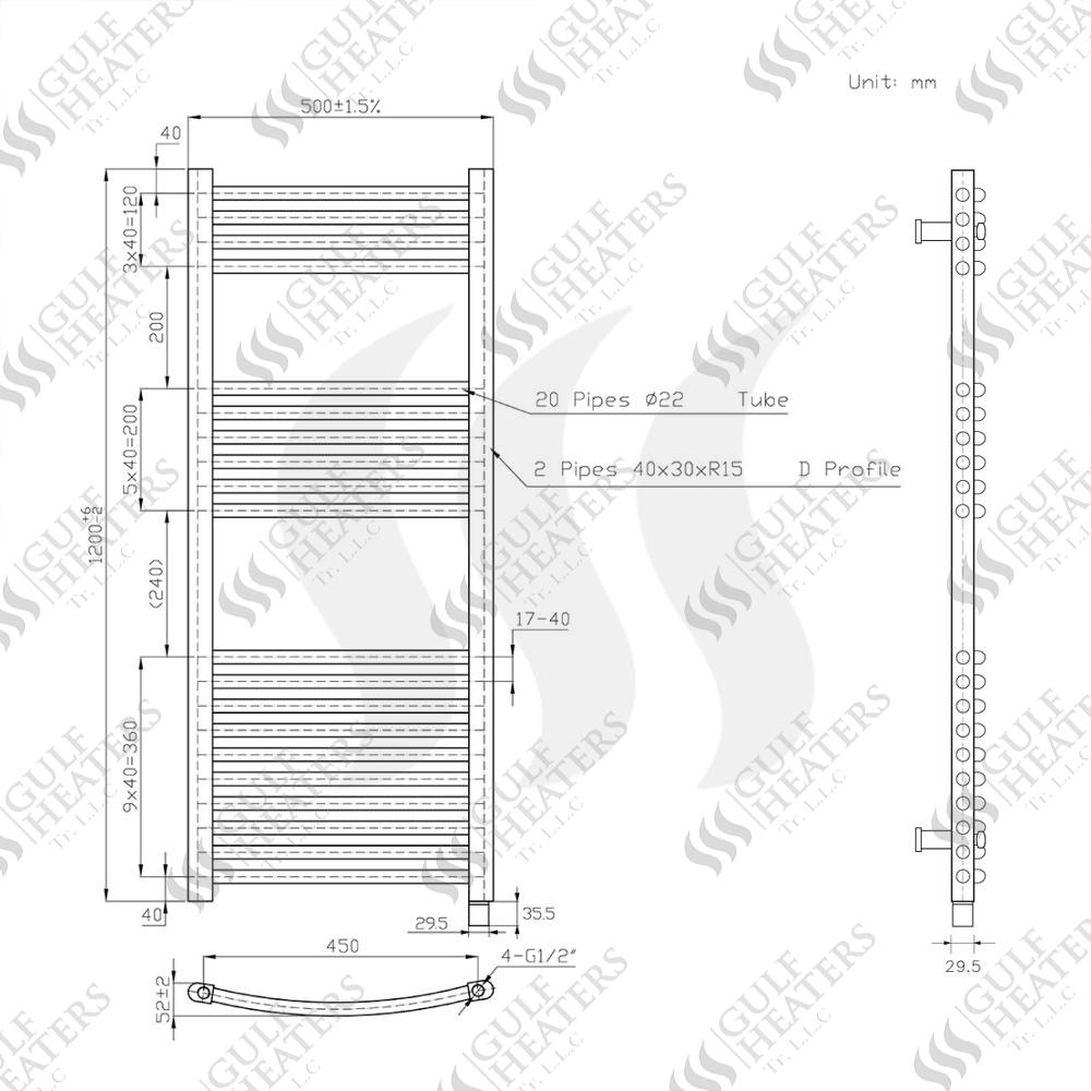 EMRTS Premium Towel Dryer Radiator Chrome EMRTS-BL-00245