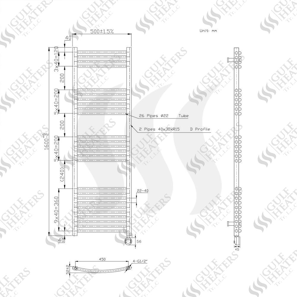 EMRTS Premium Towel Dryer Radiator Chrome EMRTS-BL-00545