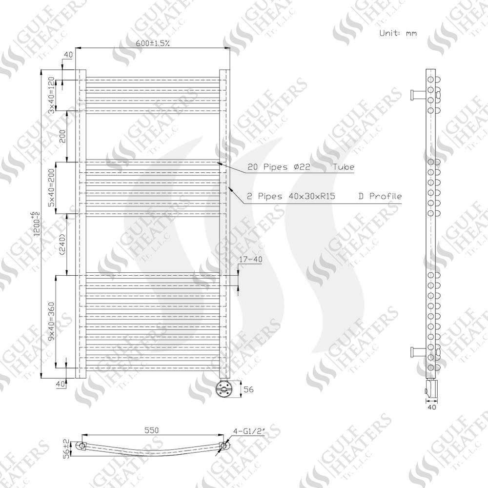 EMRTS Premium Towel Dryer Radiator Chrome EMRTS-BL-00384