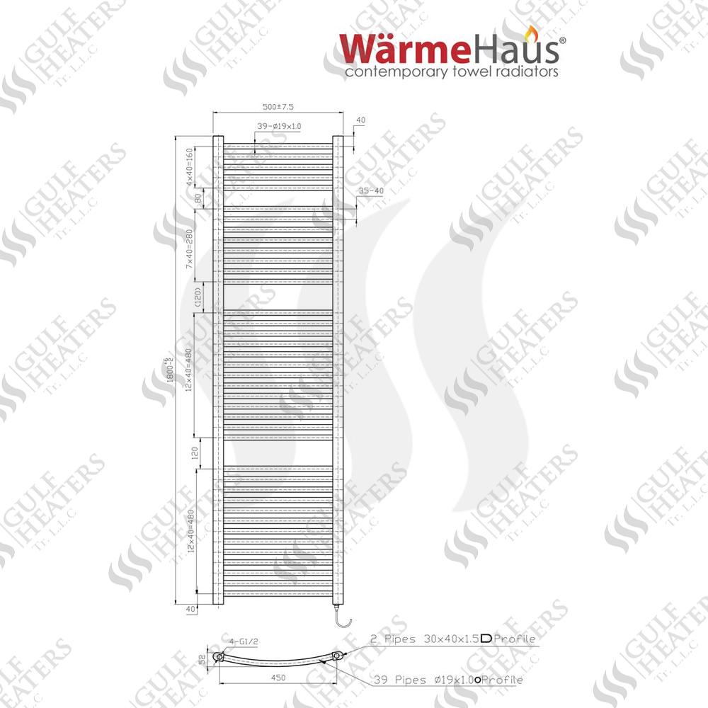 EMRTS Premium Towel Dryer Radiator Chrome EMRTS-BL-00626