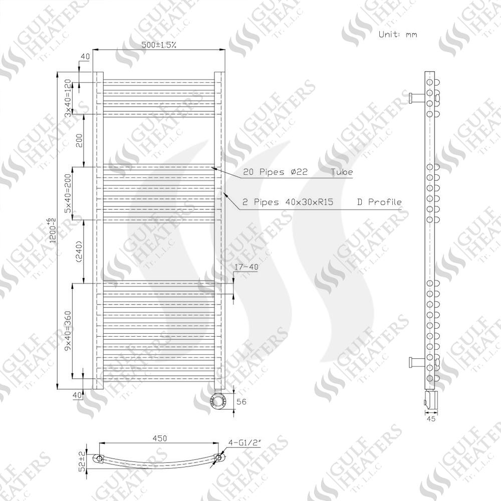 EMRTS Premium Towel Dryer Radiator Chrome EMRTS-BL-00580