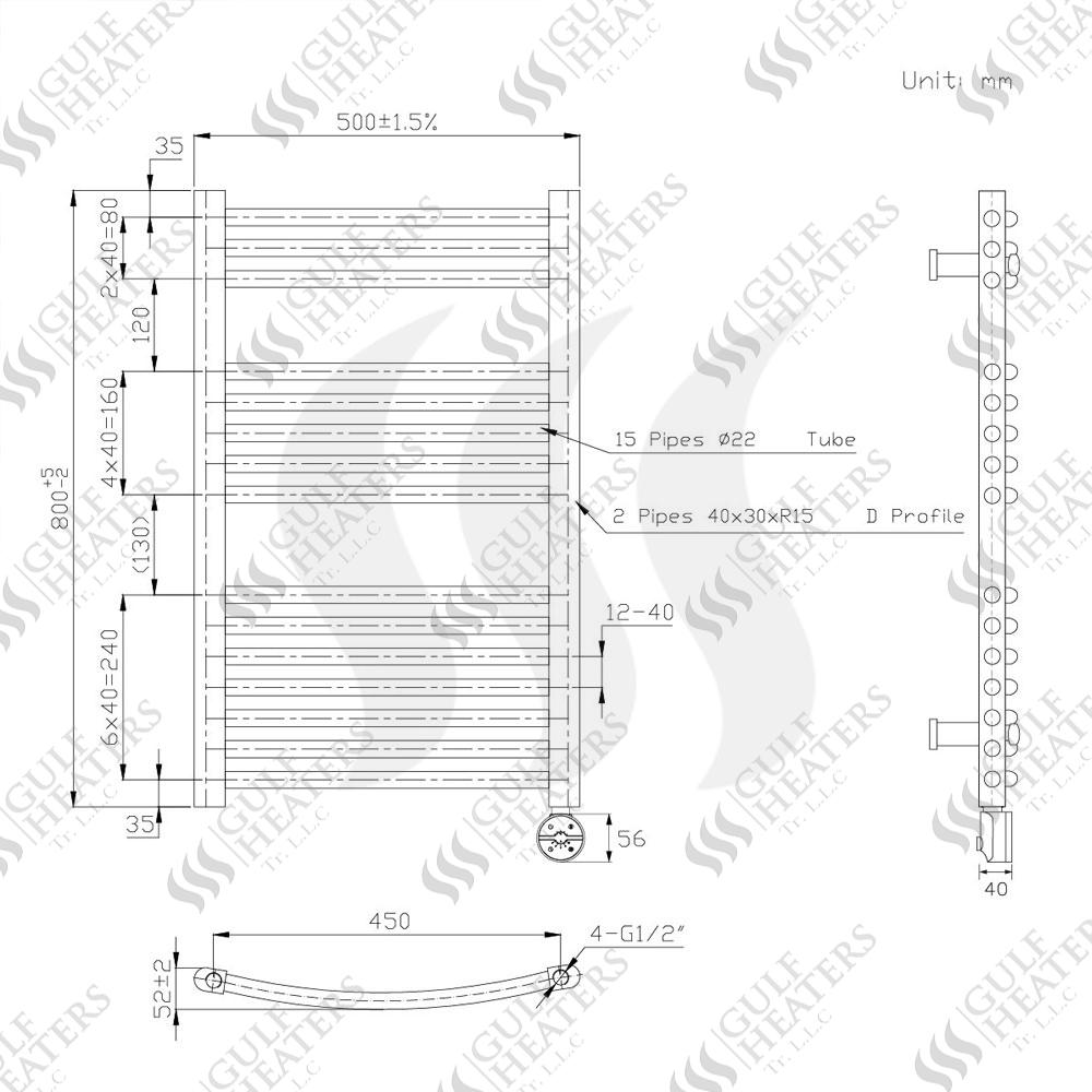 EMRTS Premium Towel Dryer Radiator Chrome EMRTS-BL-00421